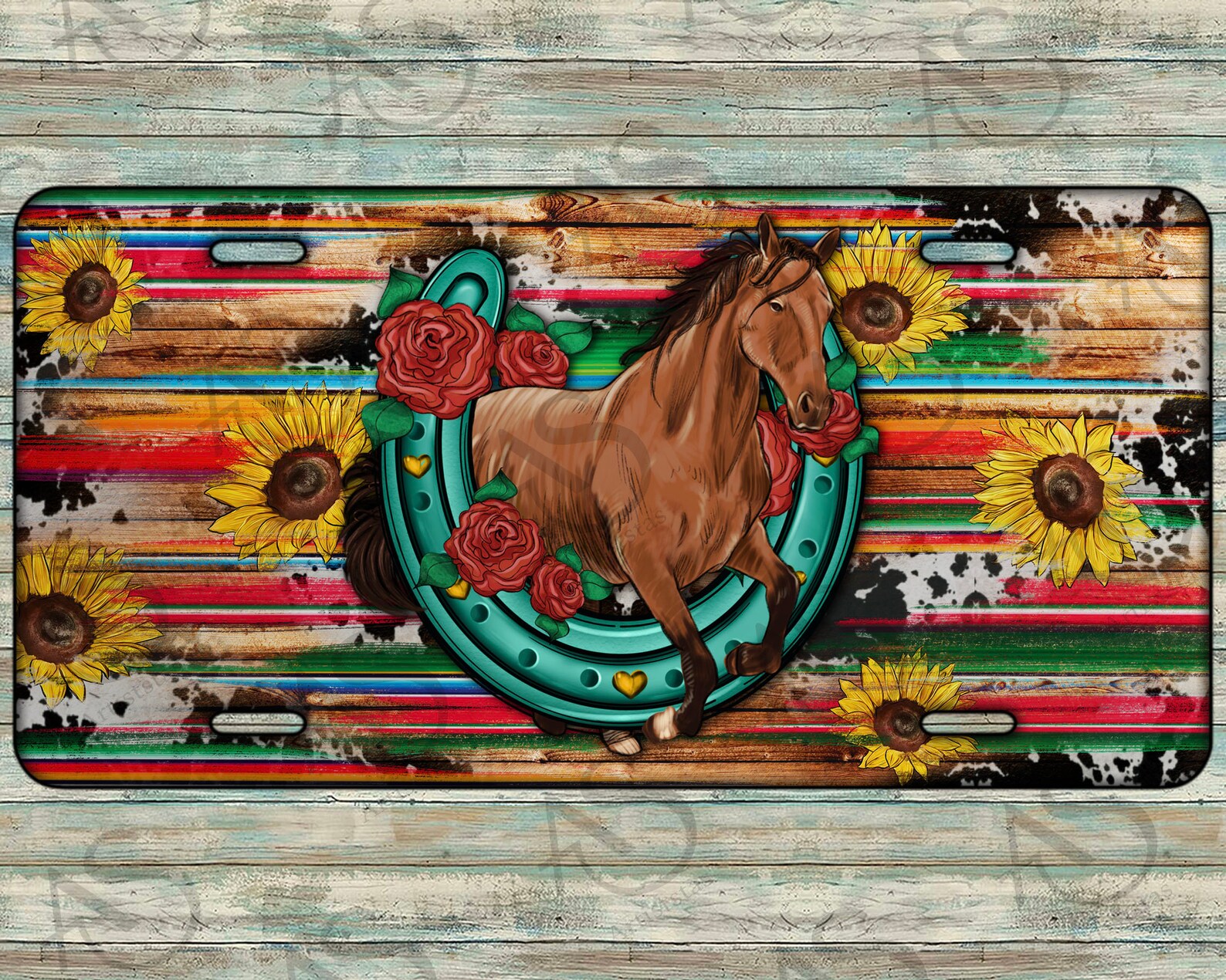 Western Horse With Horseshoe License Plate Pnglicense Plate | Etsy