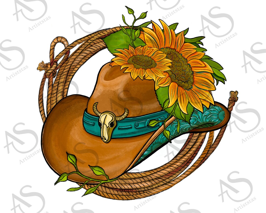 Western Hat With Sunflowers and Roop Png Sublimation Design,western ...