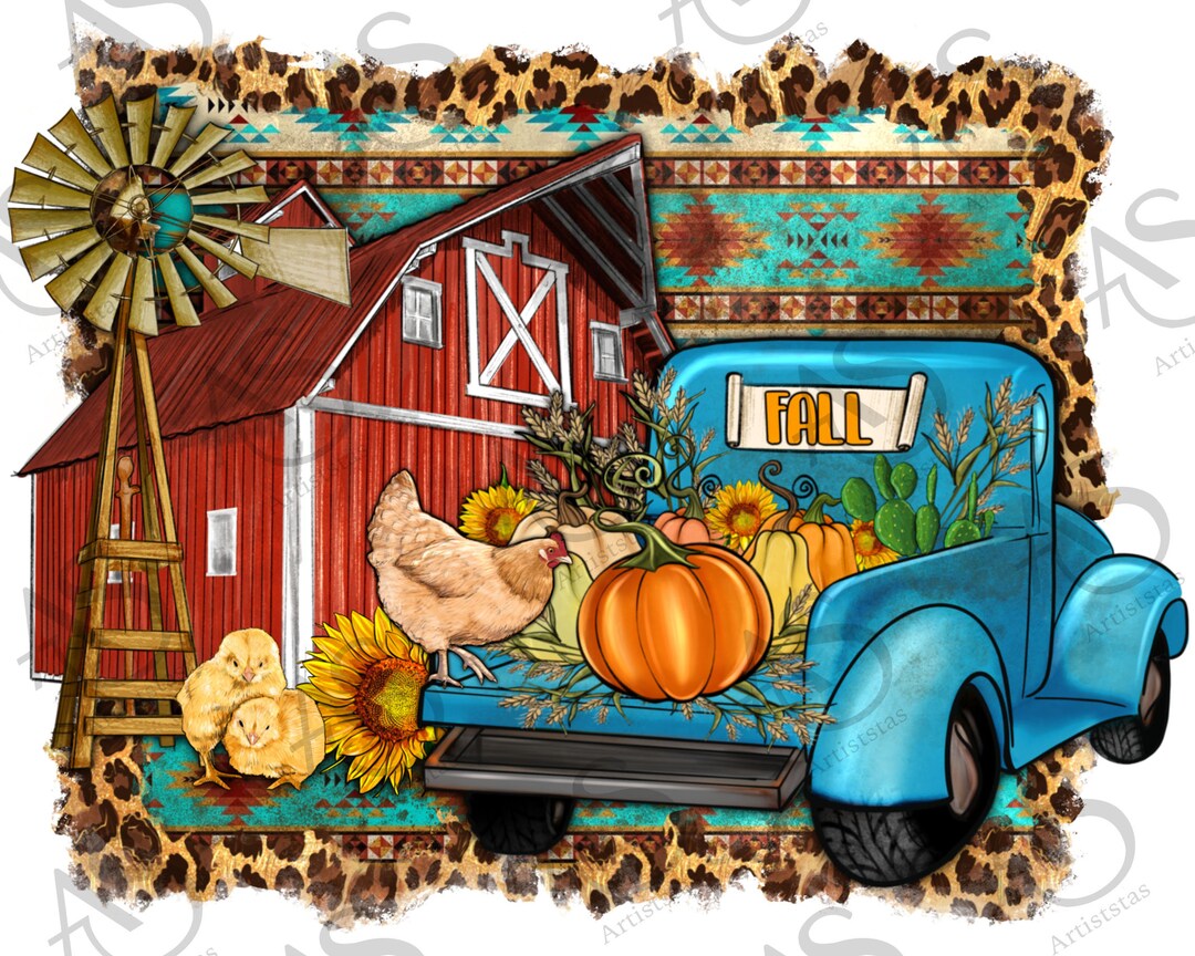 Farm Life Fall Barn and Truck Png Sublimation Design, Fall Png, Hello ...
