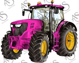 Tractor rosa png - Etsy España