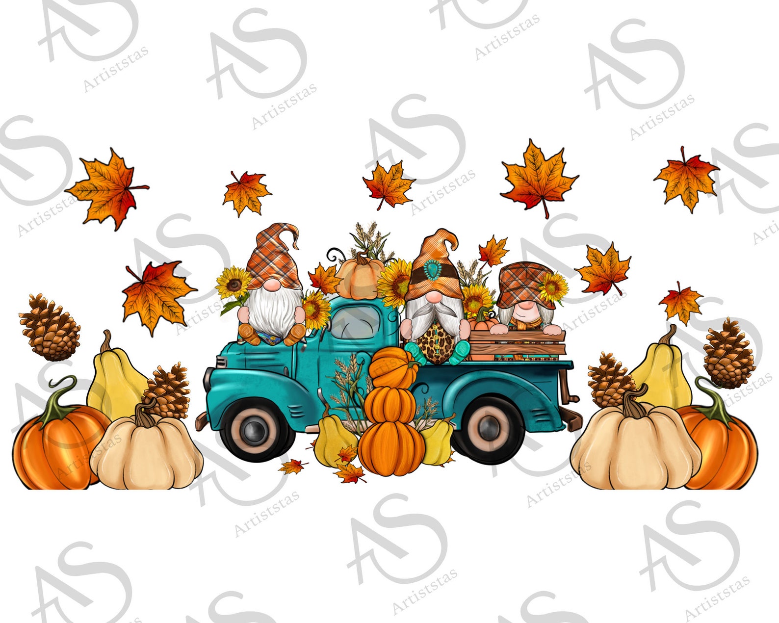 Fall Gnomes Truck Libbey Glass Png Sublimation Design Fall - Etsy