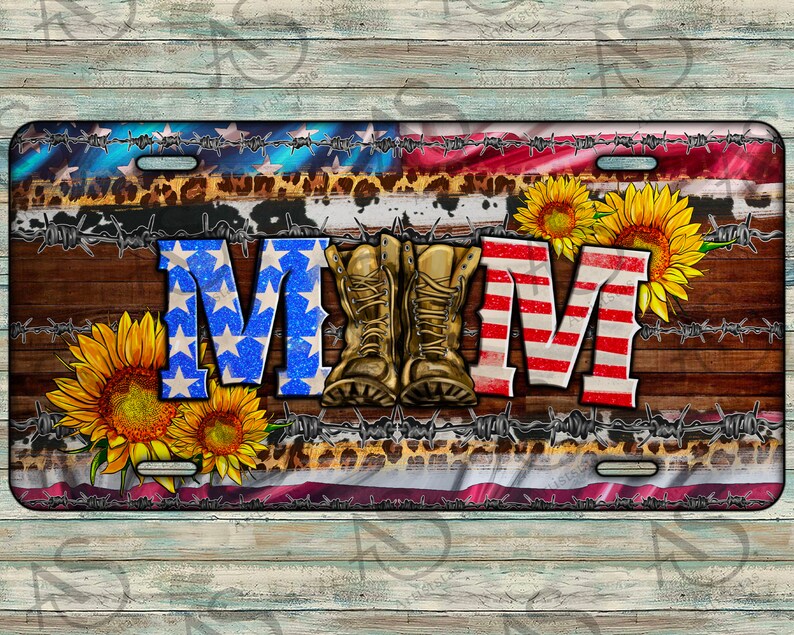 Western USA Flag Mom License Plate Png Sublimation Design - Etsy