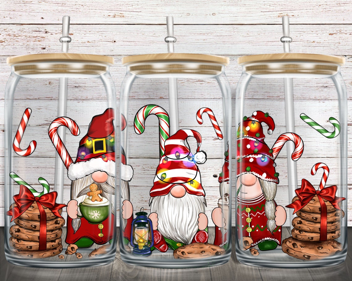 Christmas Gnomes Libbey Glass Png Sublimation Design 16oz - Etsy