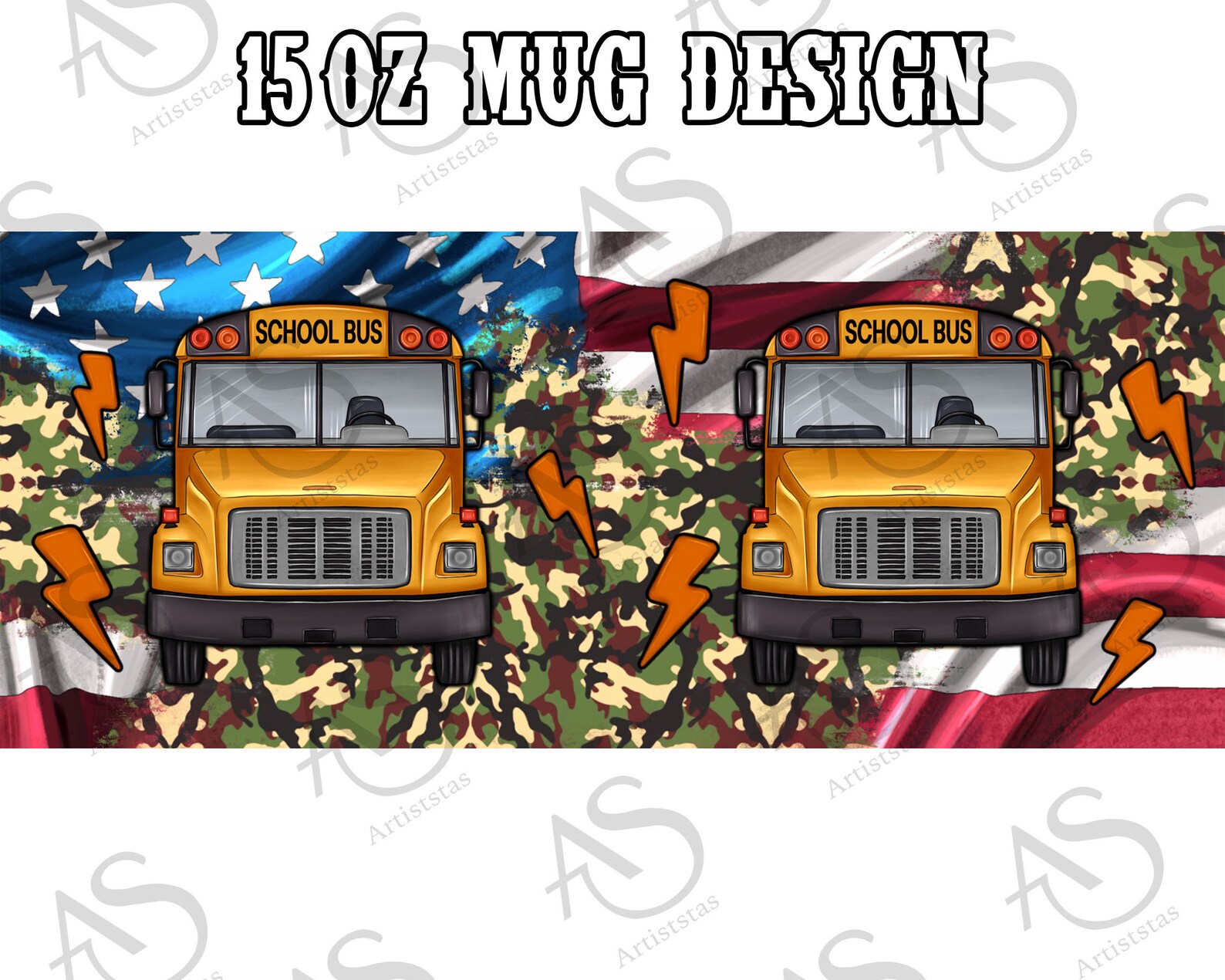 School Bus American Flag Camouflage 11 Oz and 15 Oz Mug - Etsy