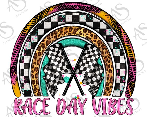 Western Race Day Vibes Rainbow Png Checkered Race Day Png | Etsy