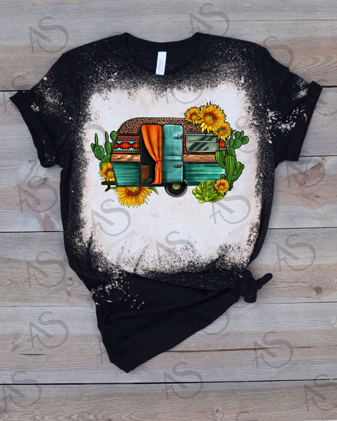 Western Caravan With Sunflowers and Cactus Png Leopard Aztec - Etsy