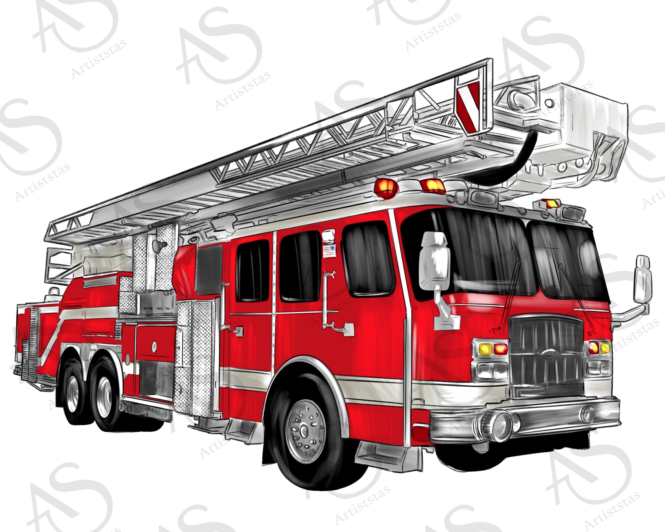 Red Fire Truck Outline