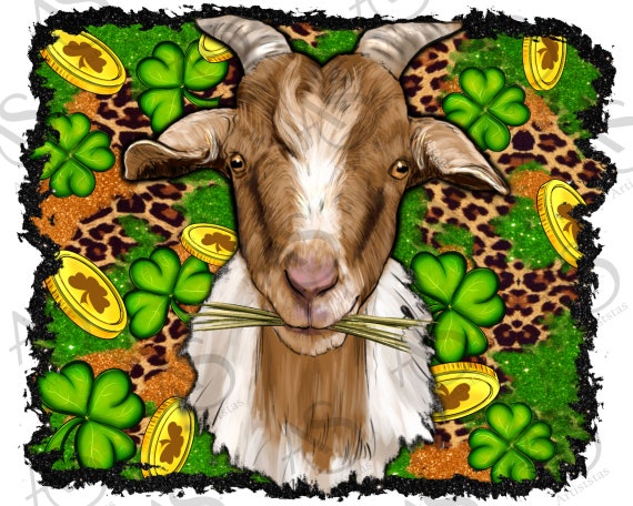 St Patricks Day Goat With Sunflower and Western Background | Etsy