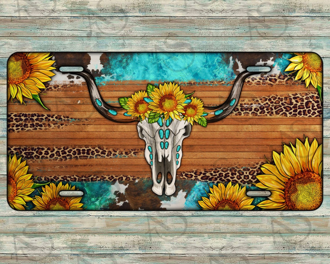 Longhorn Bull Skull License Plate Png Sublimation Design - Etsy