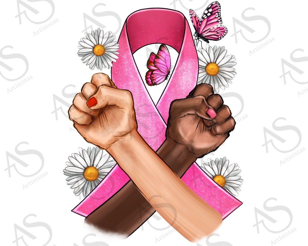 Breast Cancer Fist Daisy Butterfly Png Sublimation Design, Breast ...
