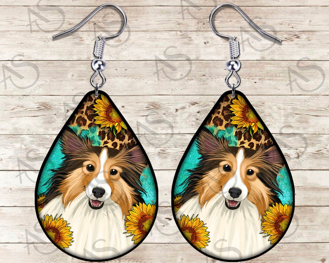 Sheltie AKA Shetland Sheepdog Teardrop Earrings Png - Etsy