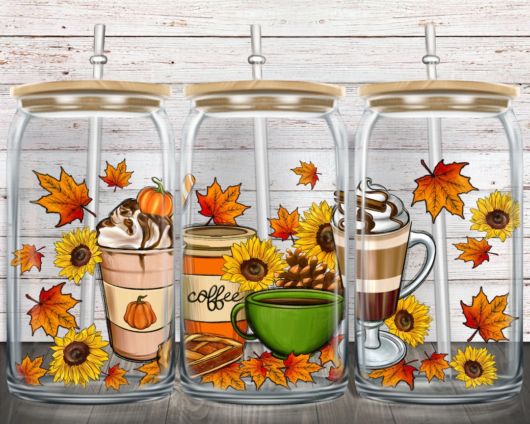 Fall Coffee Cups Libbey Glass Png Sublimation Design, Fall Png, Fall ...