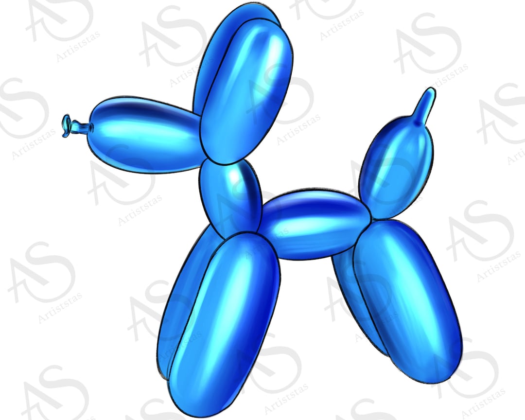 Blue Dog Balloon Png Sublimation Design, Hand Drawn Dog Balloon Png ...