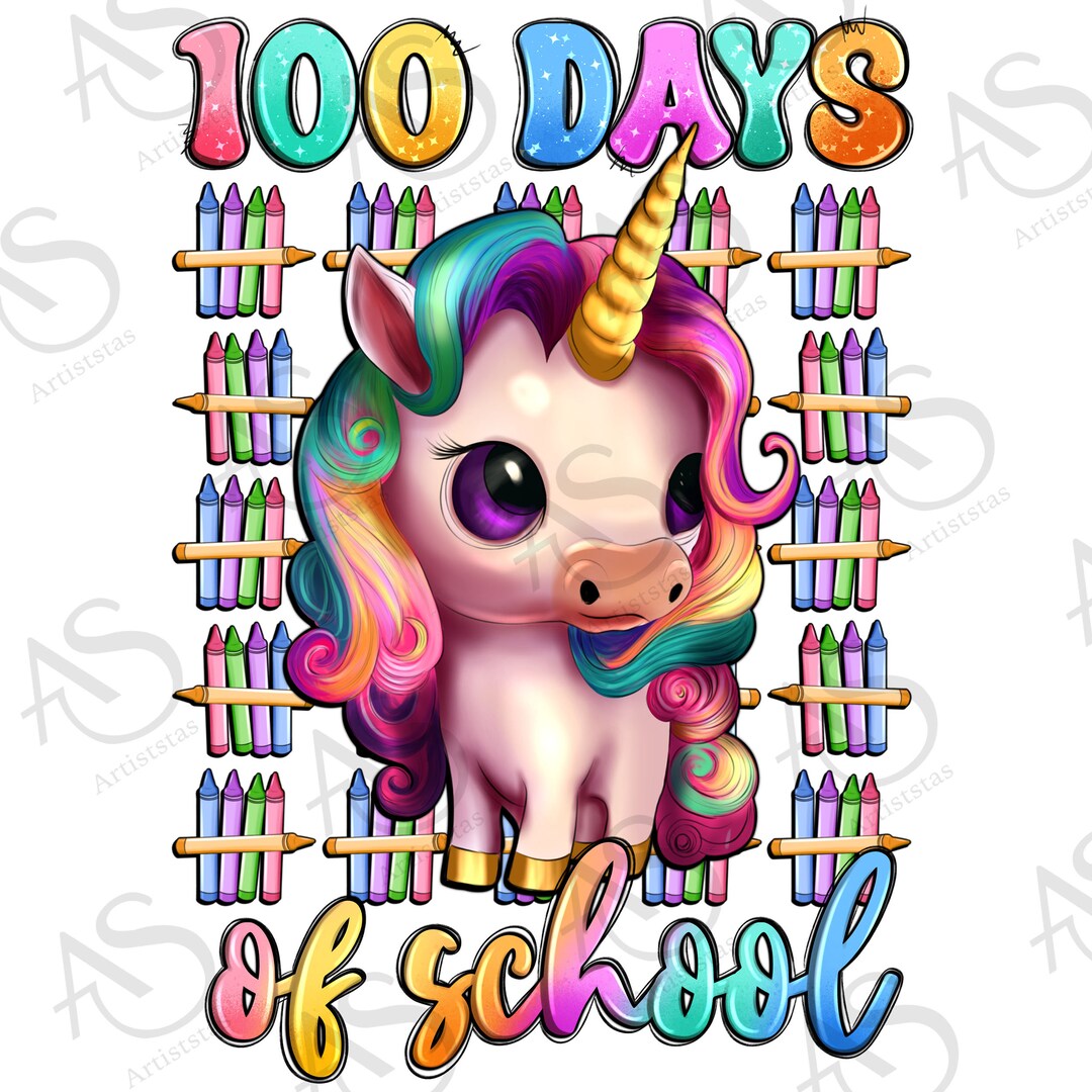 100 Days of School Unicorn Png Sublimation Design Download, Back to ...