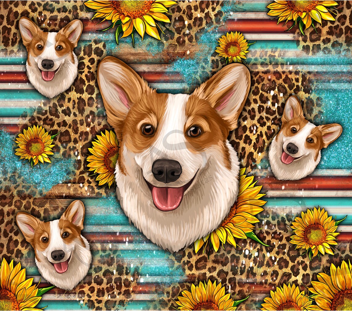 Western Sunflowers Corgi Tumbler Png Corgi Tumbler Png 20oz - Etsy