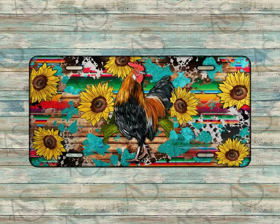 Western Rooster License Plate Png Sublimation Design Download | Etsy