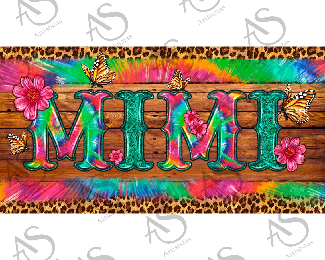 Tie Dye Mimi License Plate Png Sublimation Design Leopard and - Etsy
