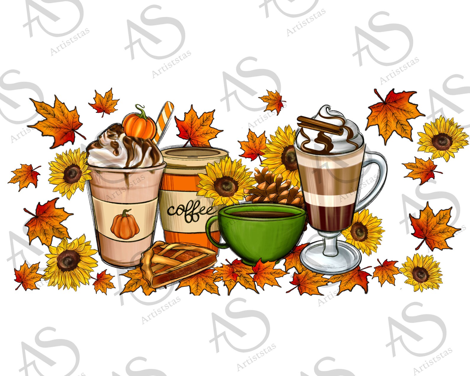 Fall Coffee Cups Libbey Glass Png Sublimation Design Fall - Etsy
