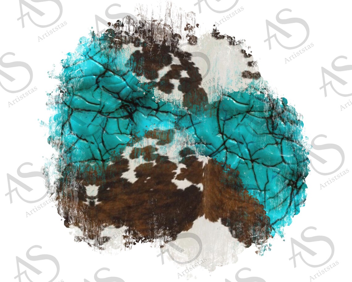 Turquoise Cowhide Patch Png Sublimation Designturquoise - Etsy