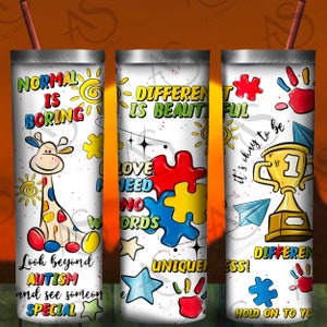 Autism 20 Oz Skinny Tumbler Png, Autism Tumbler Wrap Png, Autism ...