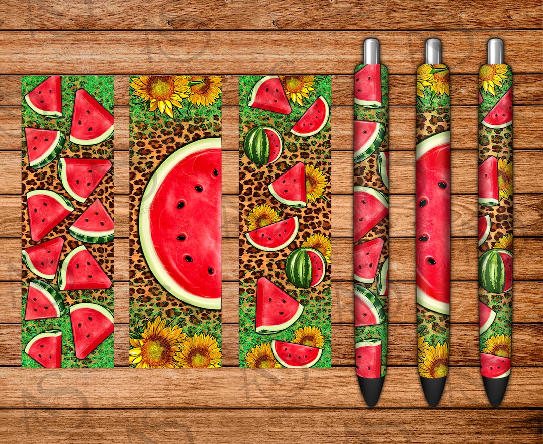 Watermelon Leopard Pen Wraps Png, Sunflowers Watermelon Pen Wrap Png ...