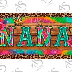 Tie Dye Nana License Plate Png Sublimation Design, Leopard and Floral ...