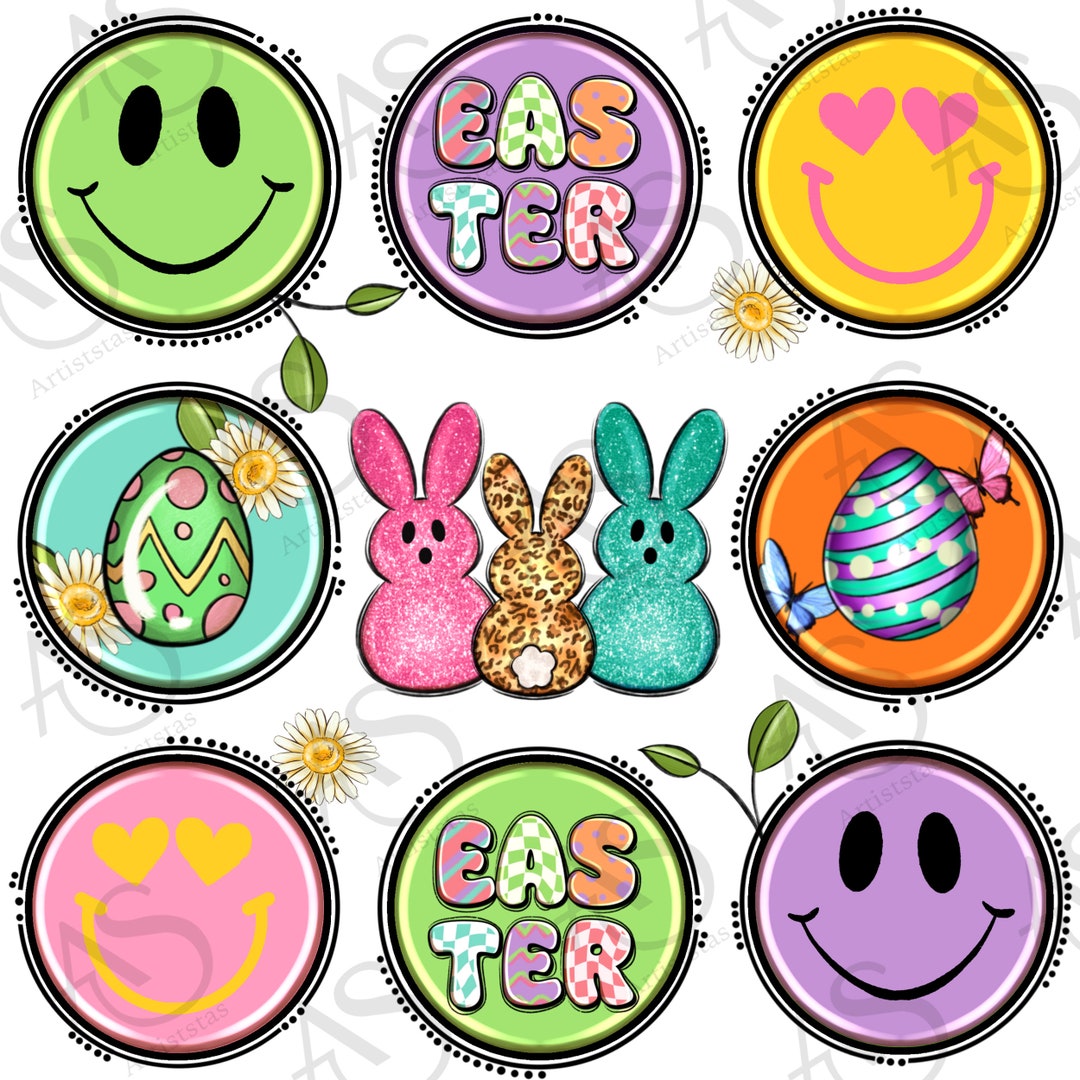 Easter Day Smiley Faces Png Sublimation Design Download, Happy Easter ...