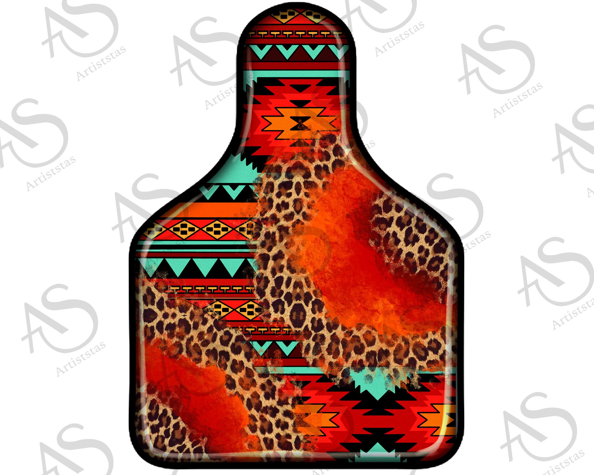 Western Aztec and Leopard Cow Tag Earrings Png Sublimation - Etsy