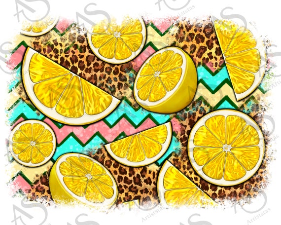 Lemon Leopard Background Png Sublimation Design Lemon | Etsy
