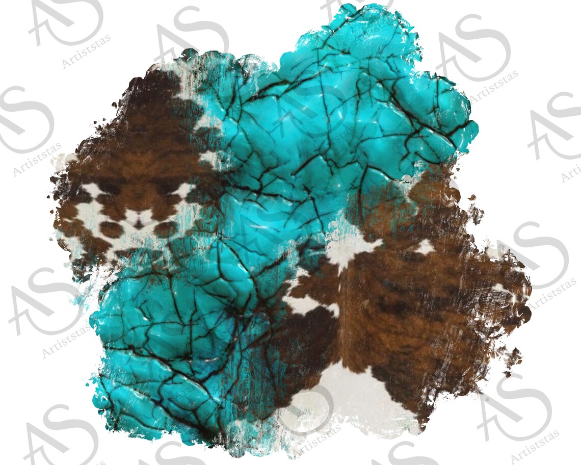 Turquoise Cowhide Patch Png Sublimation Designturquoise - Etsy