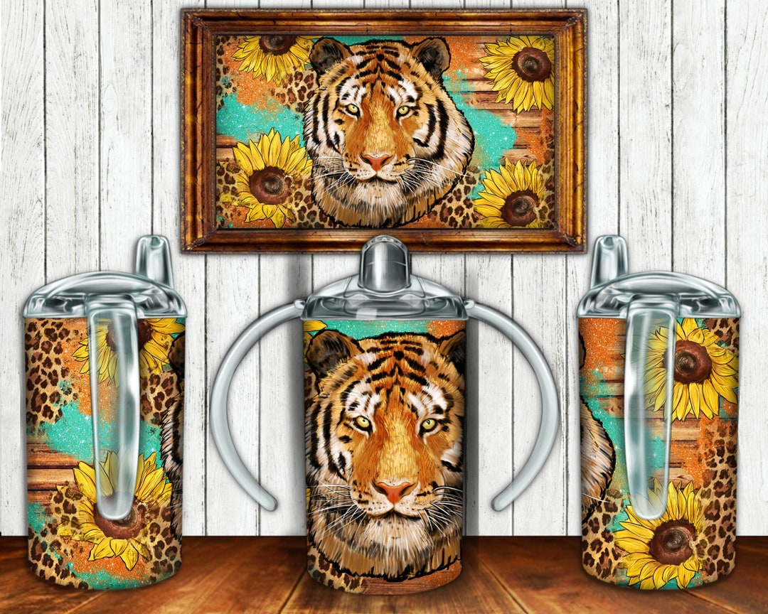 Tiger With Sunflowers and Leopard Sippy Cup Png, Tiger Sippy Cup Png ...