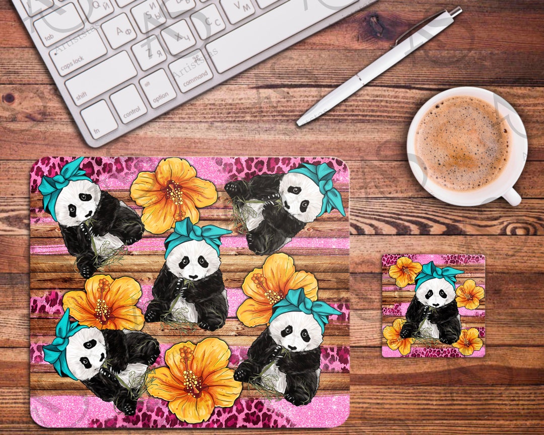 Baby Panda Mouse Pad Png Baby Panda Round Coaster Png Floral - Etsy