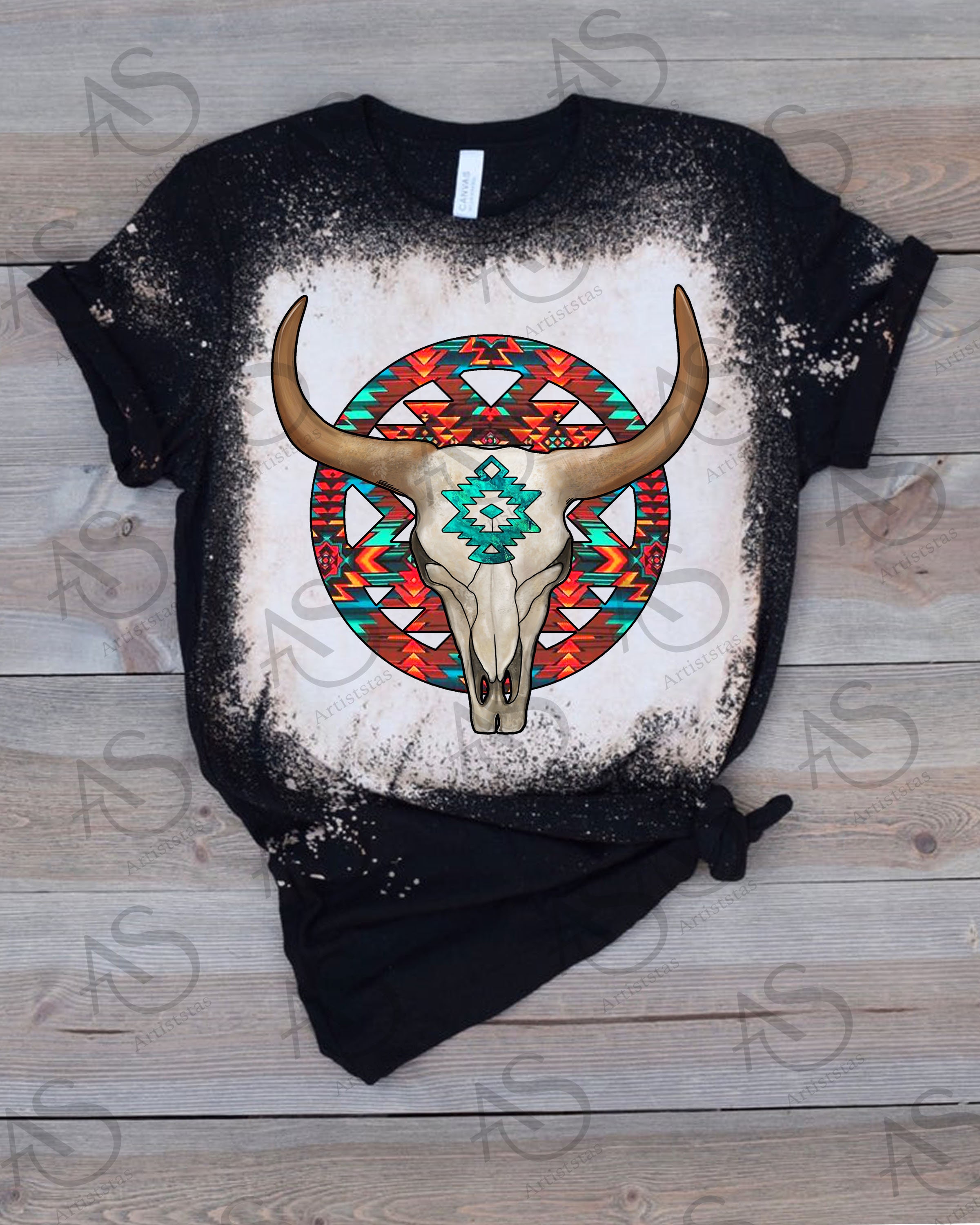 Turquoise Aztec Bull Skull Png Sublimation Designaztec Bull | Etsy