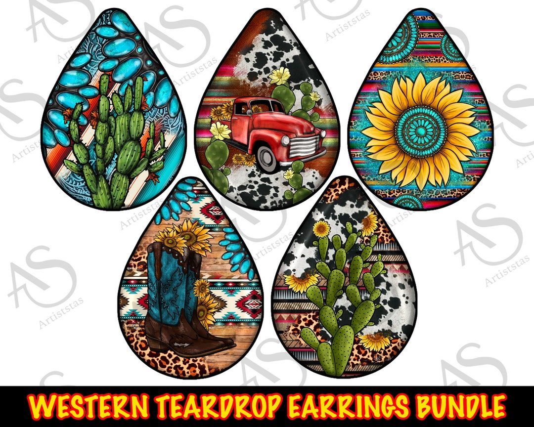 Western Teardrop Earrings Png Design Bundle, Western Teardrop Earrings ...