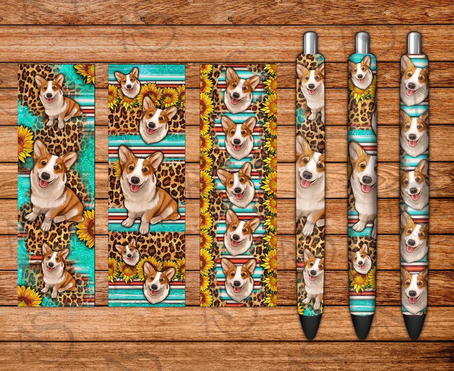 Western Corgi Dog Pen Wraps Png Sunflowers Corgi Pen Wrap - Etsy