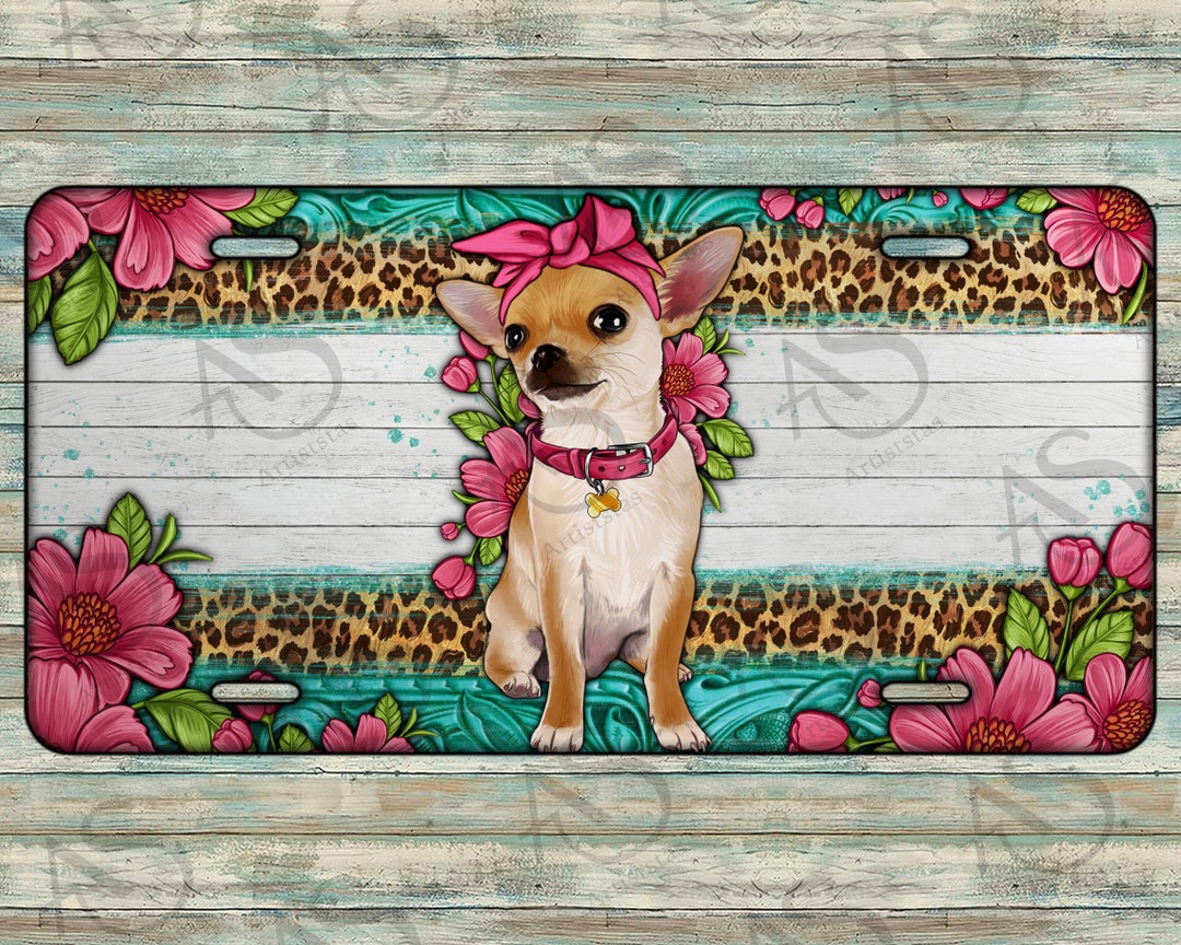 Chihuahua License Plate Png, Flower and Leopard Chihuahua License Plate ...