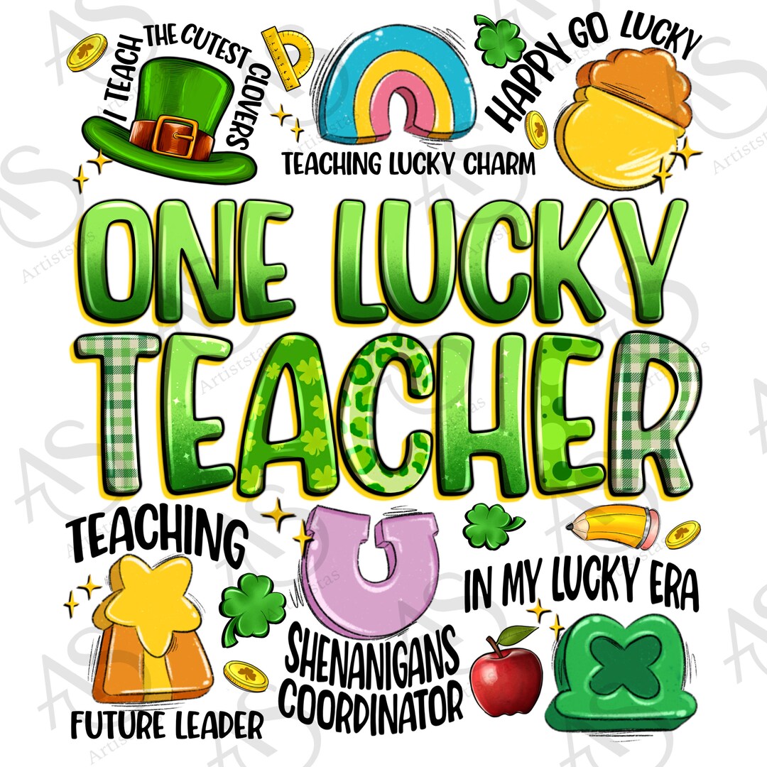 One Lucky Teacher Lucky Charm Png Sublimation Design Download, Irish ...