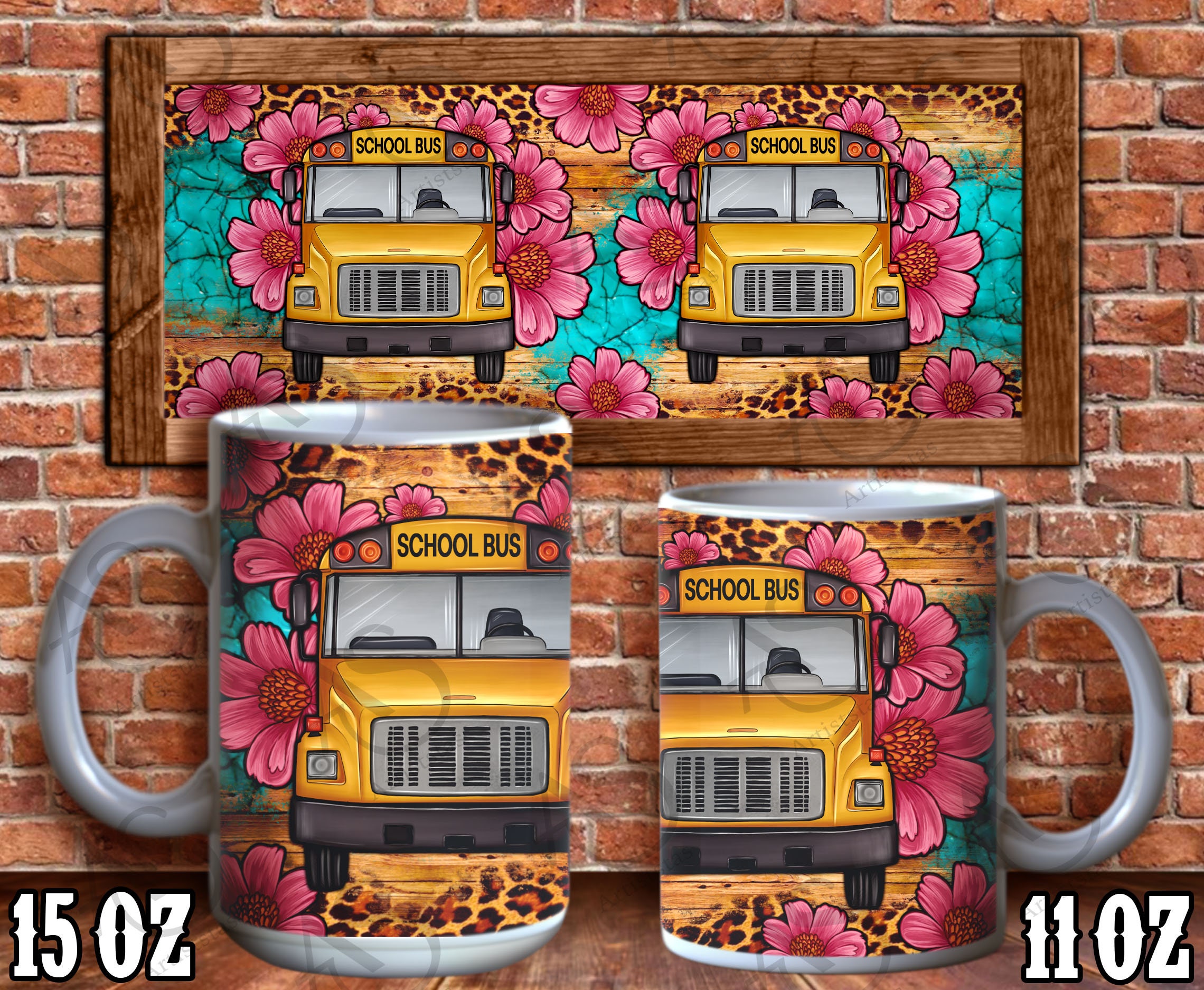 School Bus Leopard 11 Oz and 15 Oz Mug Pngschool Bus Mug Png - Etsy