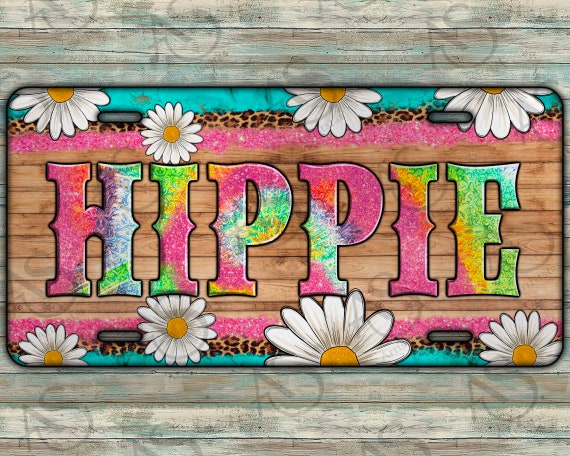 Hippie and Daisies License Plate Template Pngbutterfly - Etsy