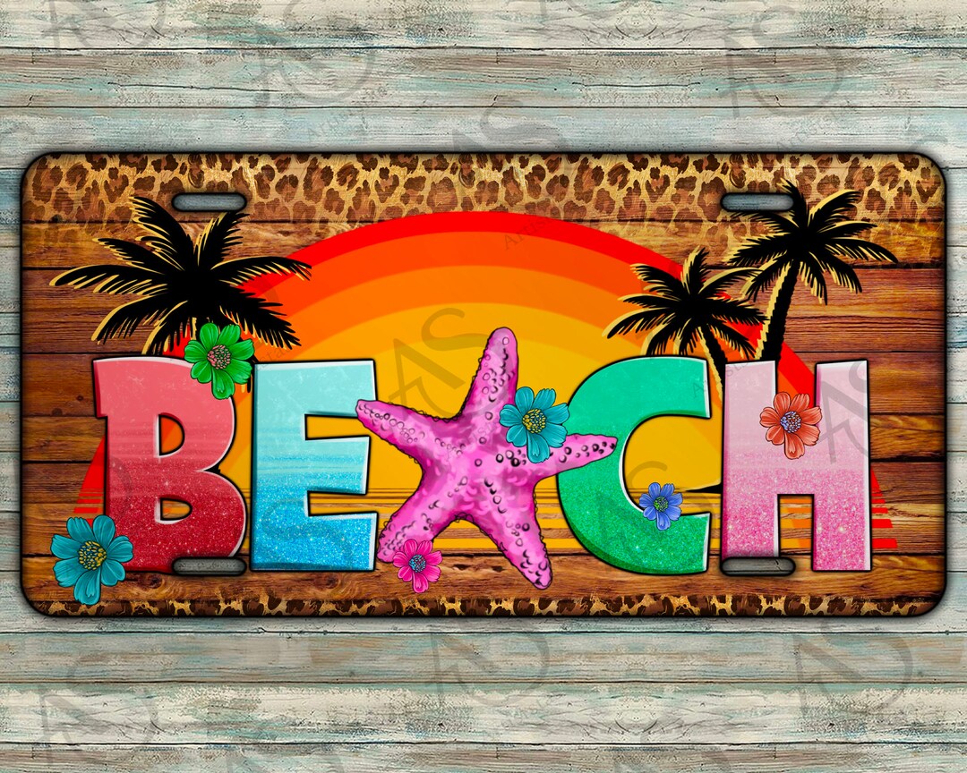 Beach License Plate Template Png Sublimation Design, Summer Beach ...