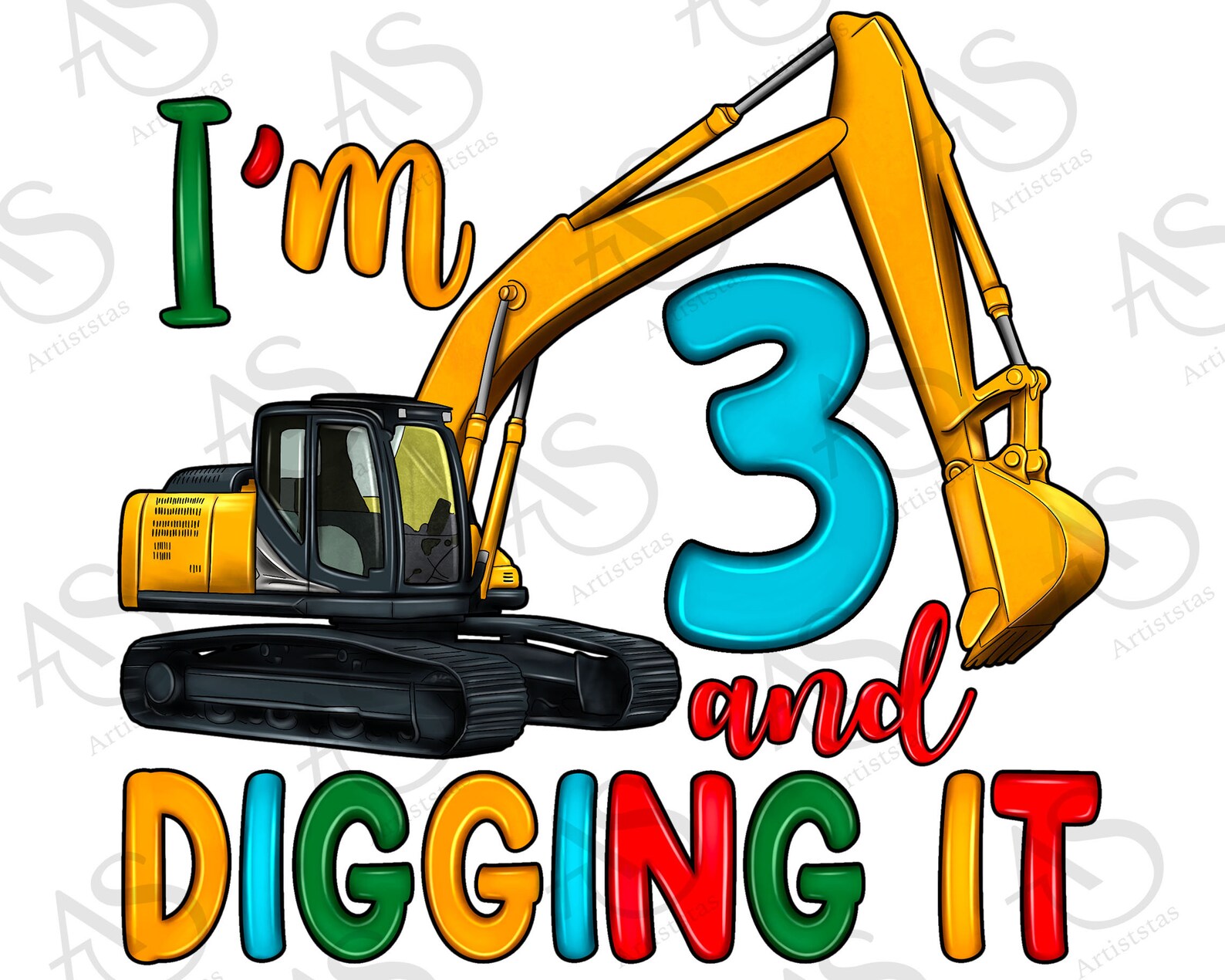 I'm 3 and Digging It Png Sublimation Design Download 3rd - Etsy