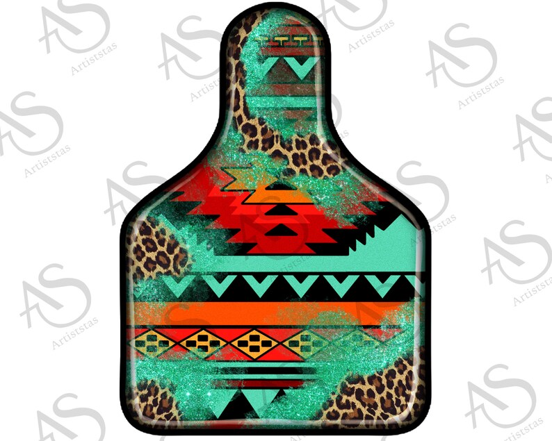 Western Aztec and Leopard Cow Tag Earrings Png Sublimation - Etsy