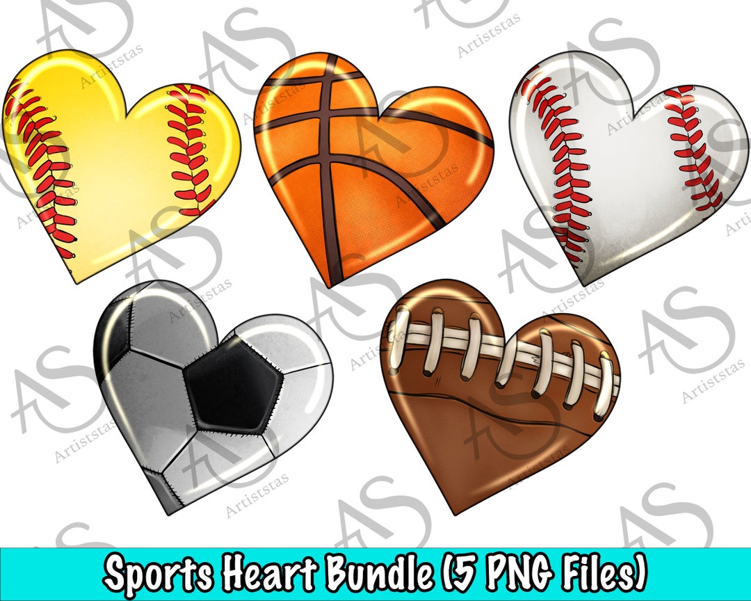 Sports Heart Png Sublimation Design Bundle, Sports Png, Sports Lover ...
