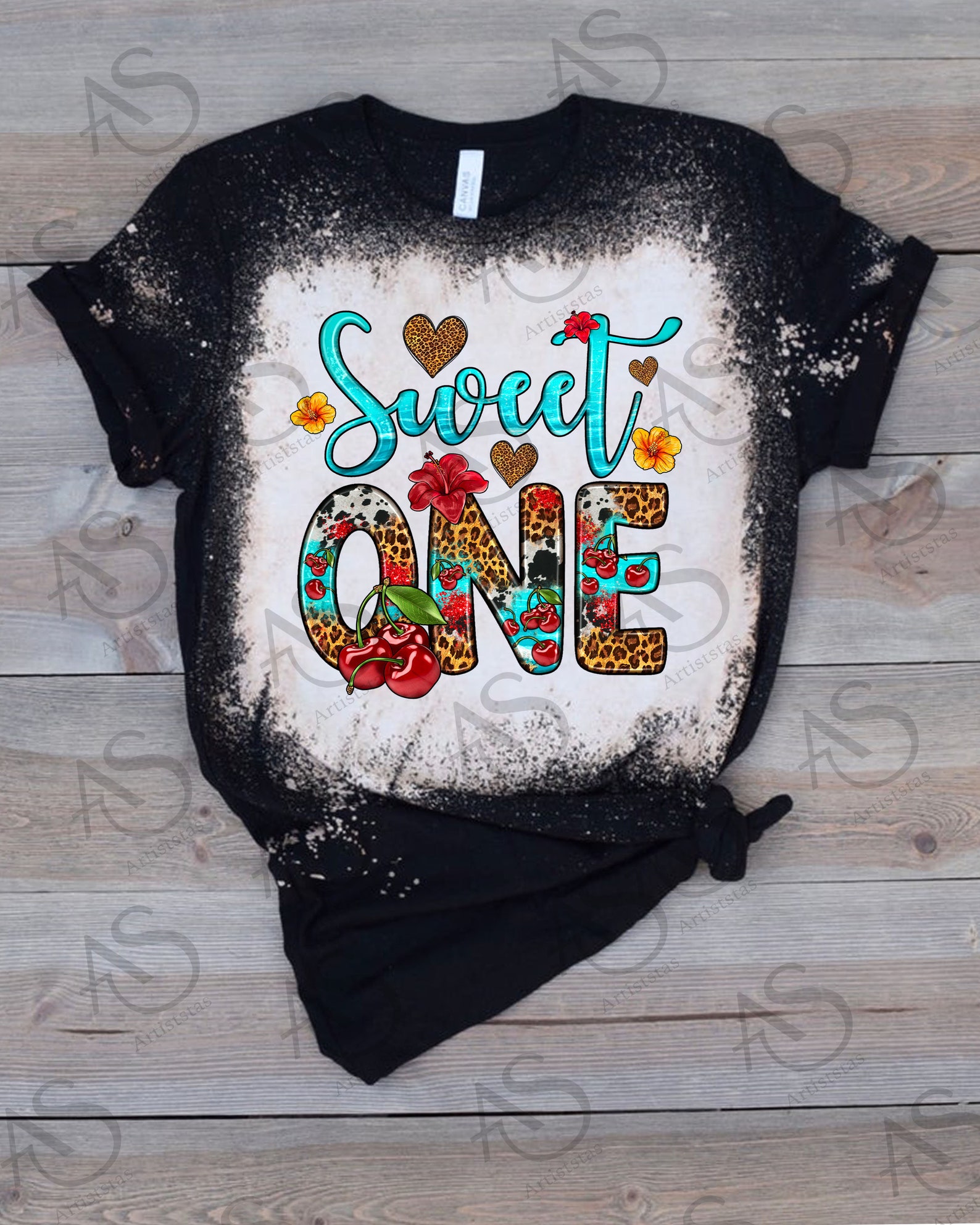 Sweet One Cherry Png Sublimation Design Cowhide and Floral - Etsy