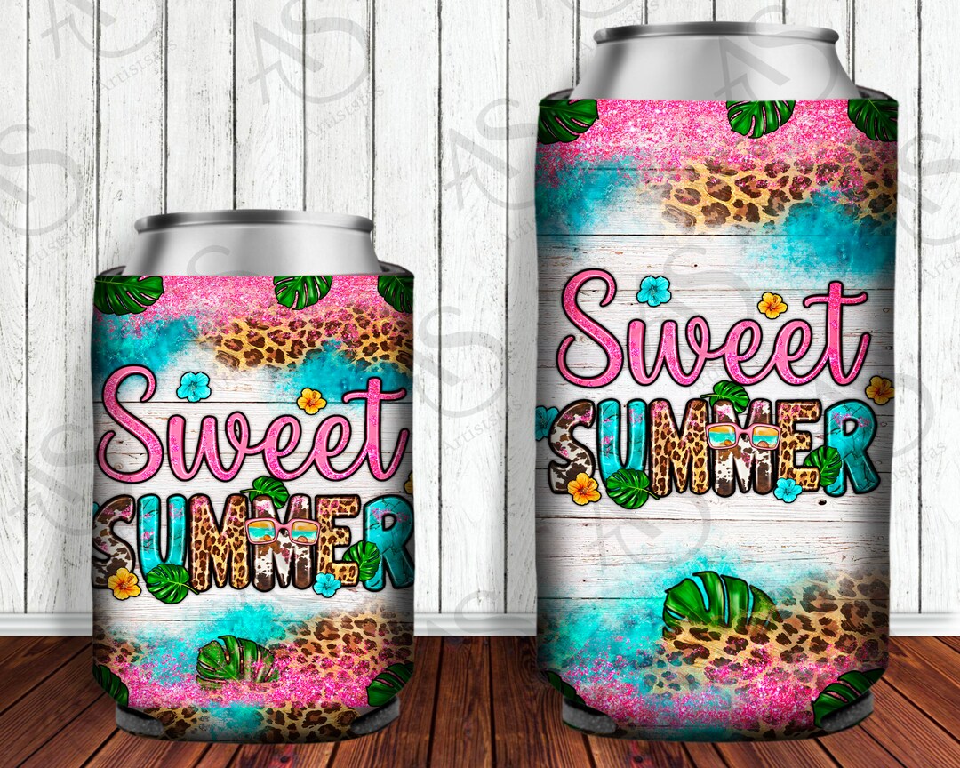 Sweet Summer Can Cooler Png, Leopard and Glitter Can Cooler Png ...