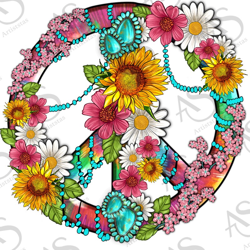 Floral Peace Sign - Etsy