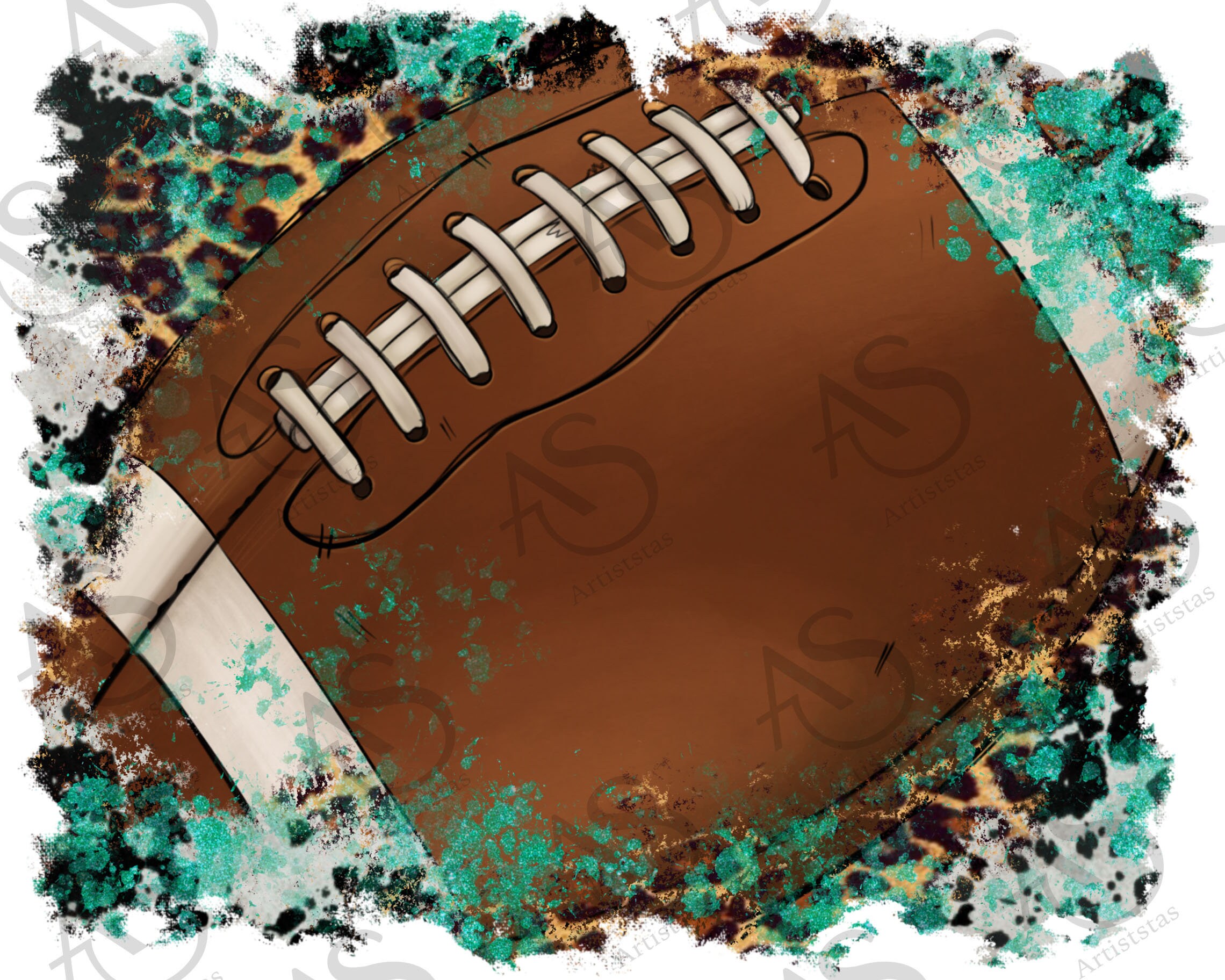 Football Ball With Leopard Background Pngwestern Football | Etsy