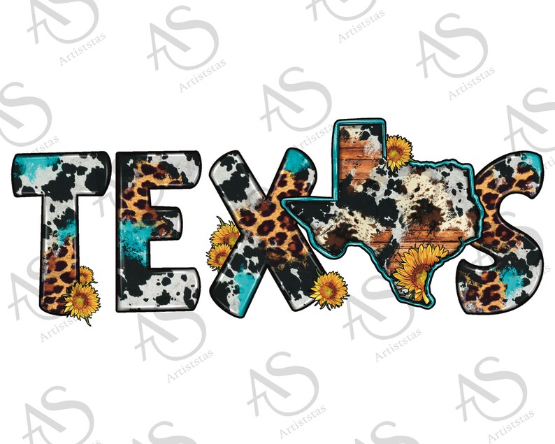 Western Texas With Texas Map Png Sublimation Design Leopard | Etsy