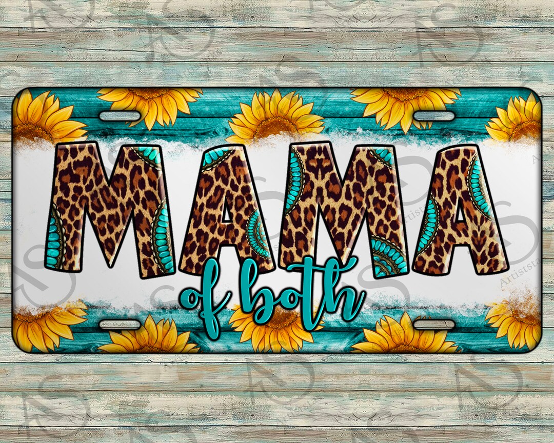 Mama of Both License Plate Png, Sunflowers and Gemstone License Plate ...