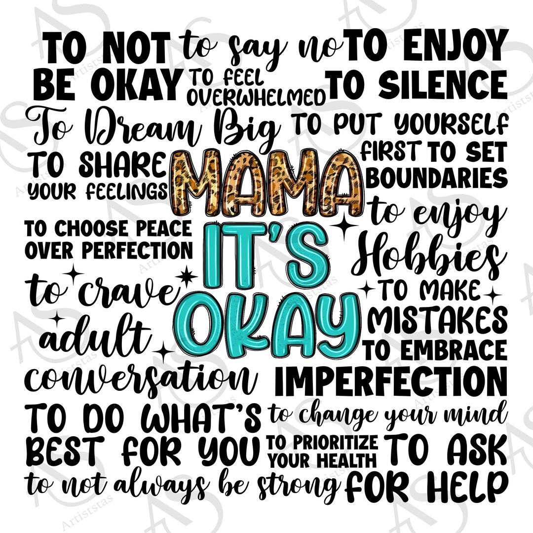 Mama It's Okay Png Sublimation Design Download, Mother's Day Png ...